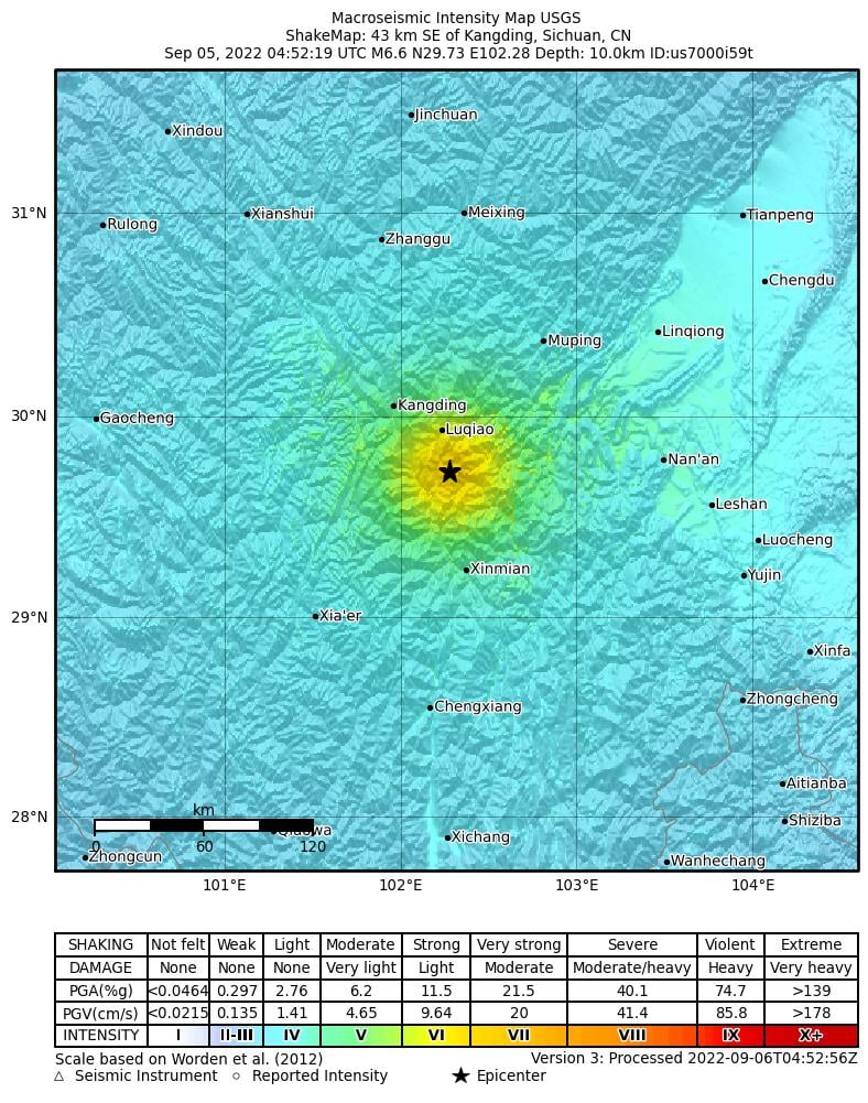 M6.6 Sichuan, China Earthquake - Similar Stochastic Events