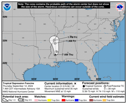 Hurricane Francine - Landfall SSEs